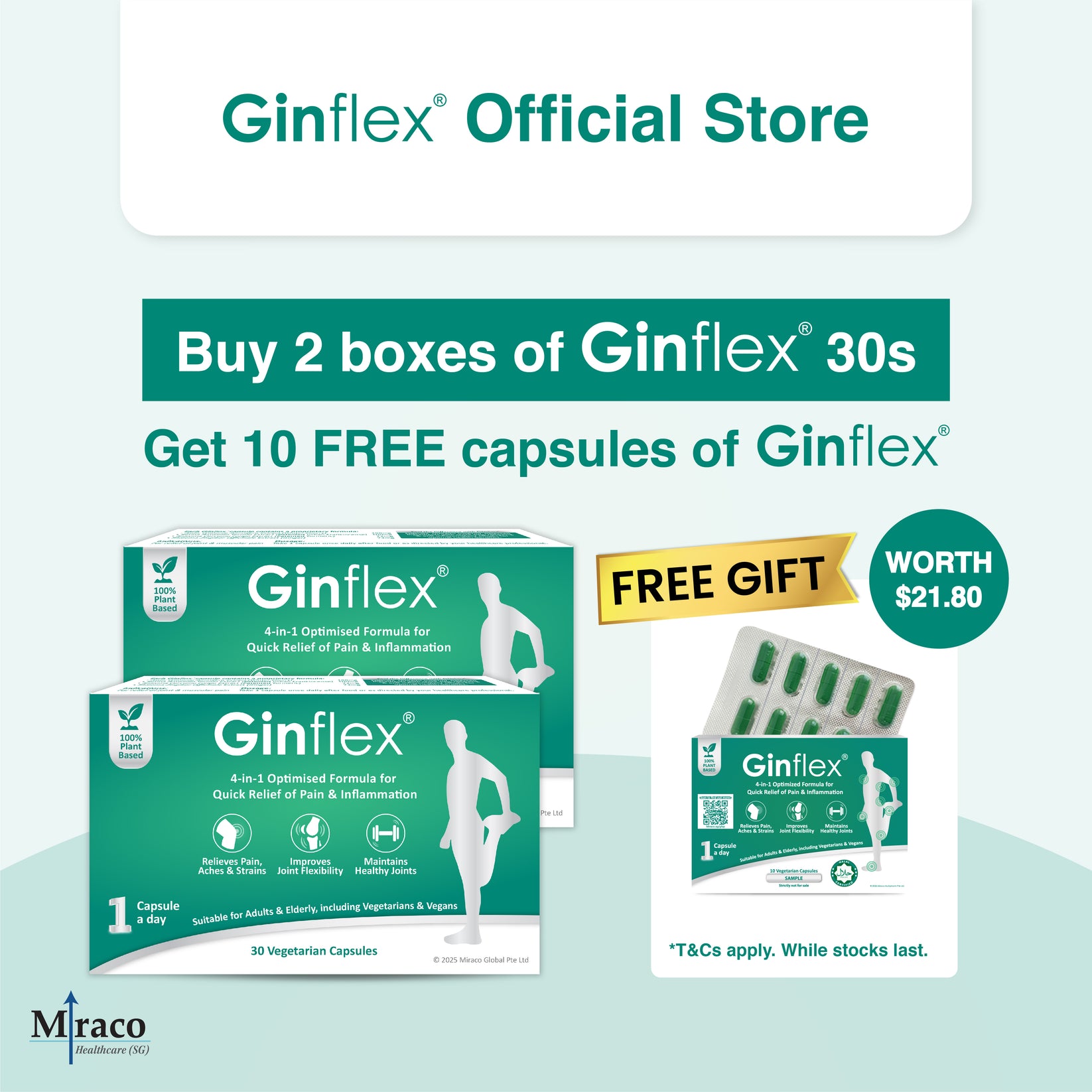 [Bundle of 2] Ginflex® 30 capsules - FREE 10 capsules – Miraco ...